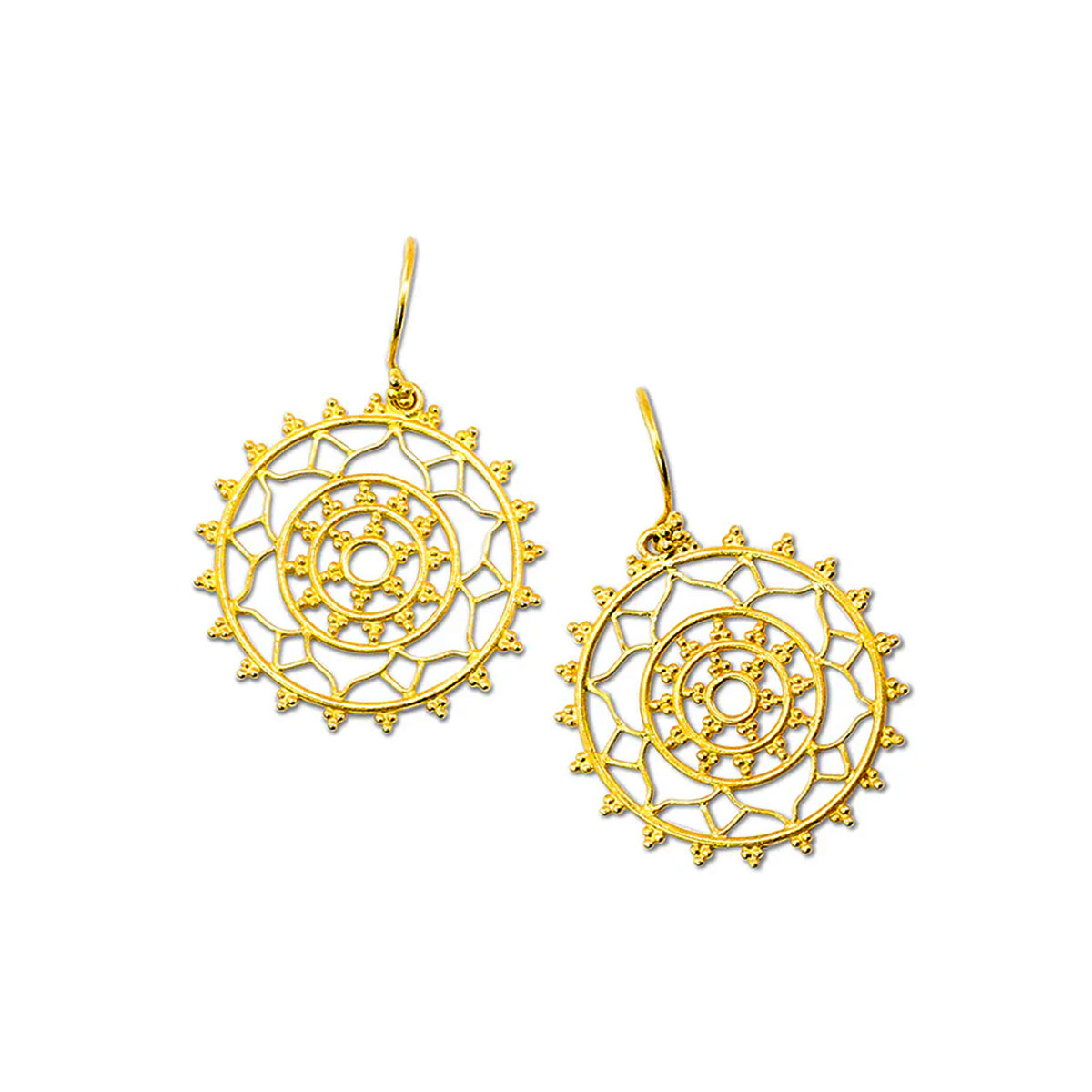 22K & 18K Yellow Gold Medium Mandala Filigree Earrings - Weber ...